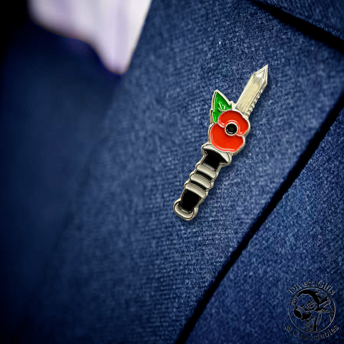 Diver's Knife Poppy Lapel Pin Remembrance Badge – Divers Gifts